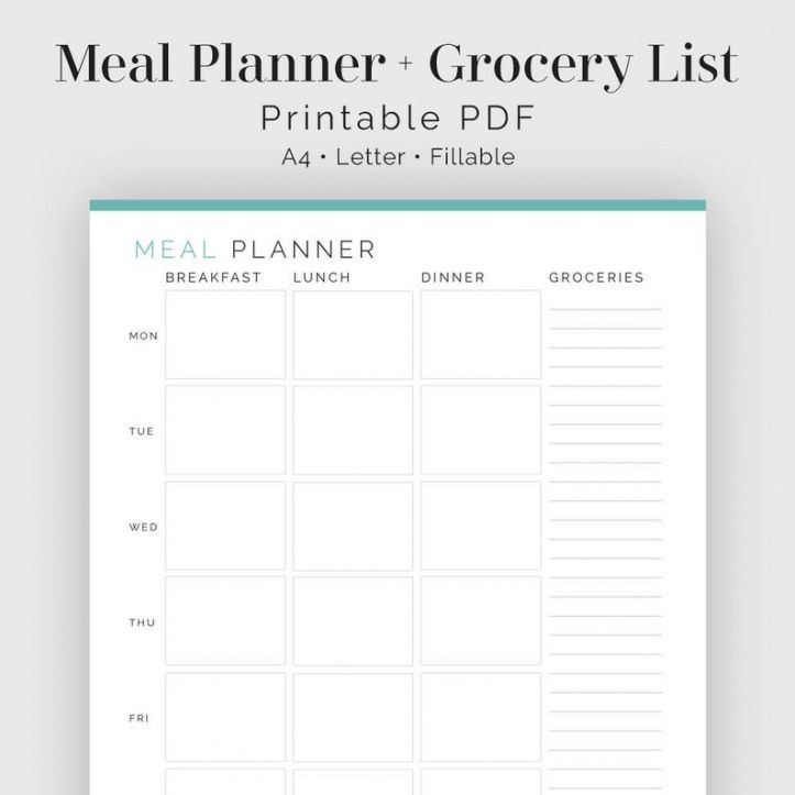 Best Fillable Weekly Menu Template Excel Minasinternational
