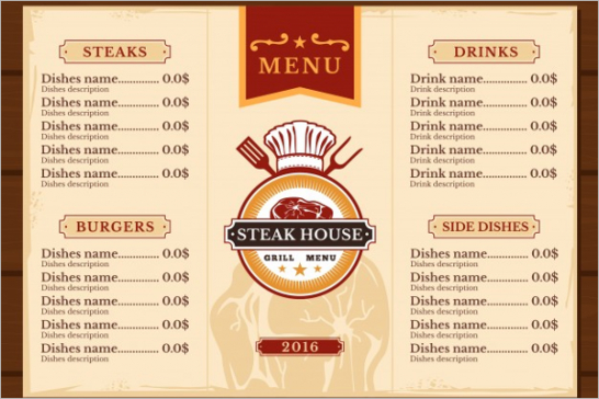 Blank Food Truck Menu Template