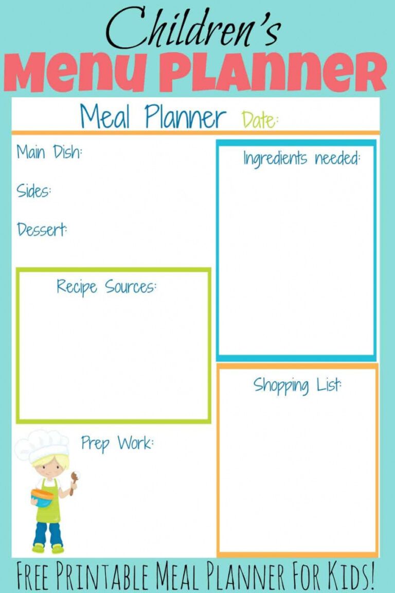 Editable Lunch Menu Template For Kids Excel Sample | Minasinternational