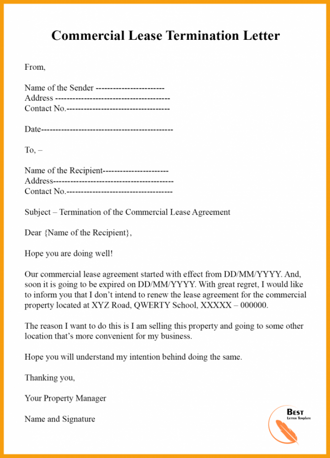Editable Early Termination Of Lease Agreement Template Example