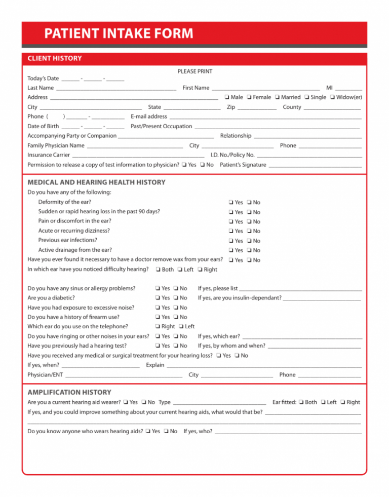 Best Acupuncture Patient Intake Form Template Doc Sample ...