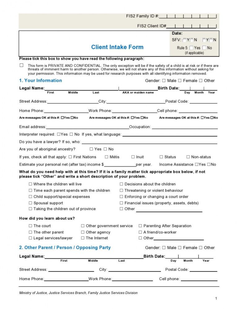 Hair Salon New Client Form Template
