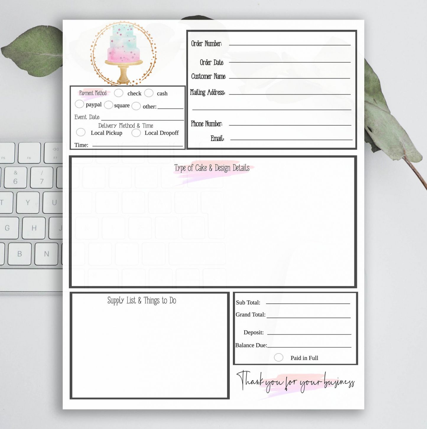 Professional Baked Goods Order Form Template Sample Minasinternational