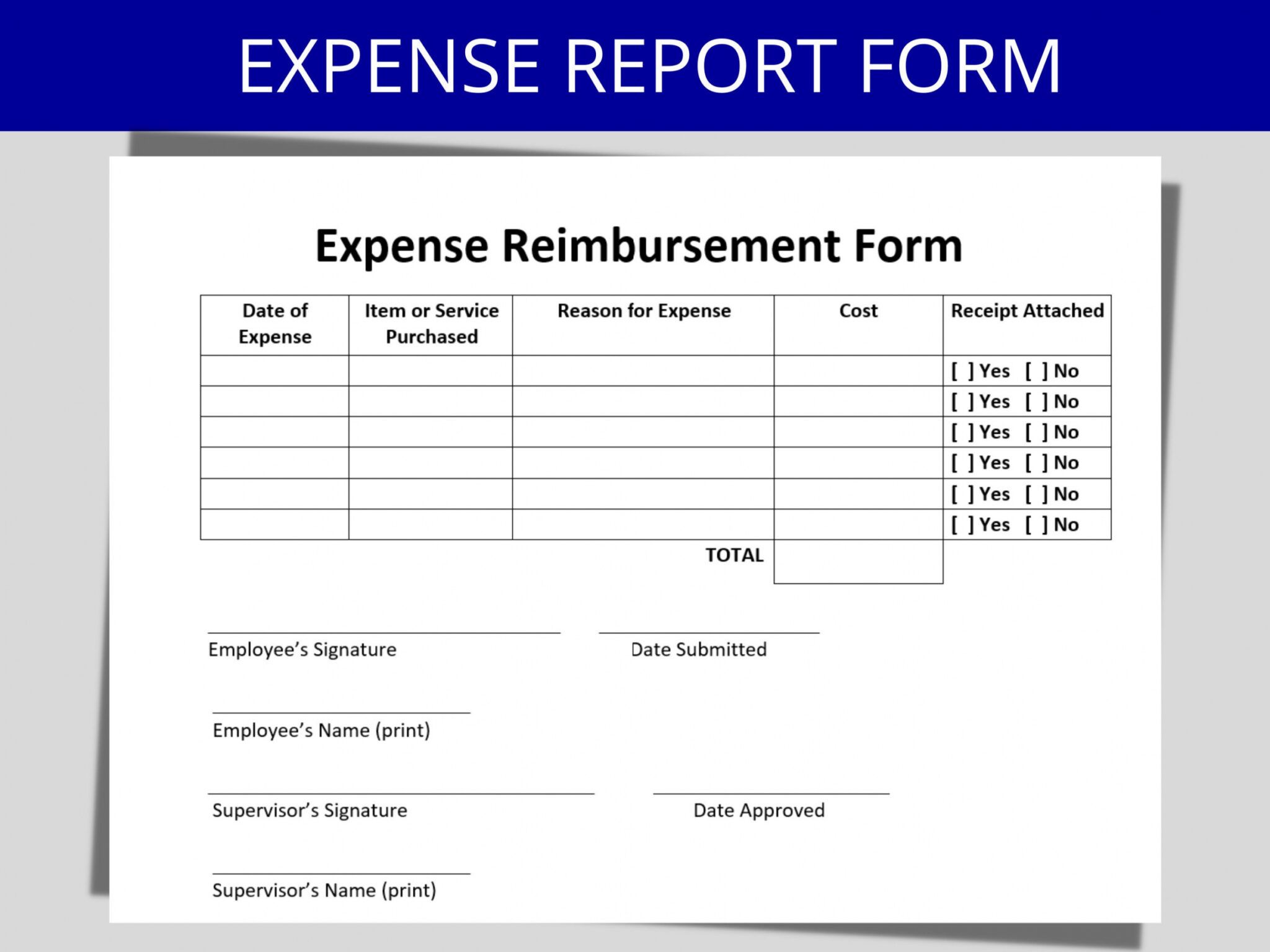 Employee Expense Reimbursement Form Template