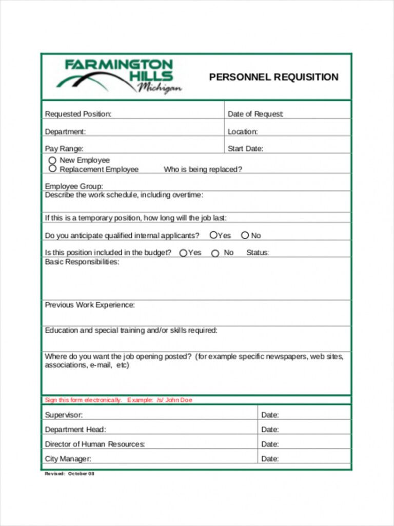 Best Job Requisition Request Form Template Word Sample | Minasinternational