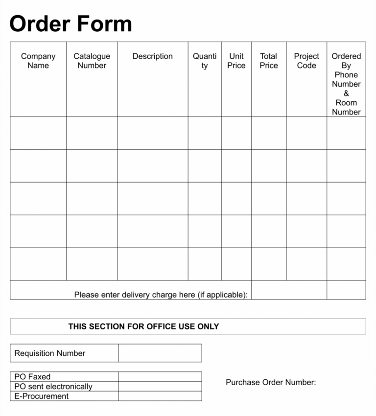 Best Sample Uniform Order Form Template | Minasinternational