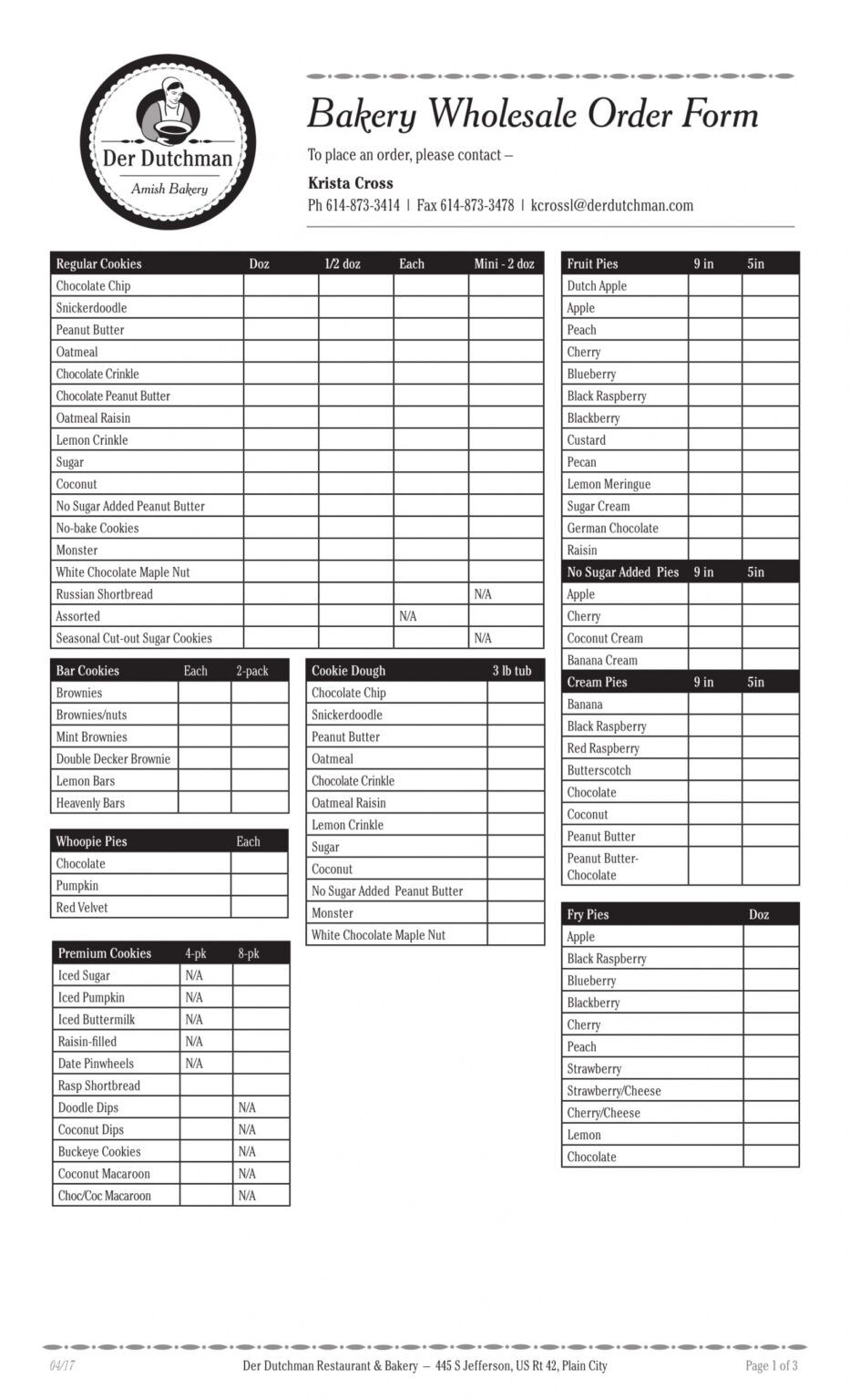 Costum Bakery Cake Order Form Template Sample | Minasinternational