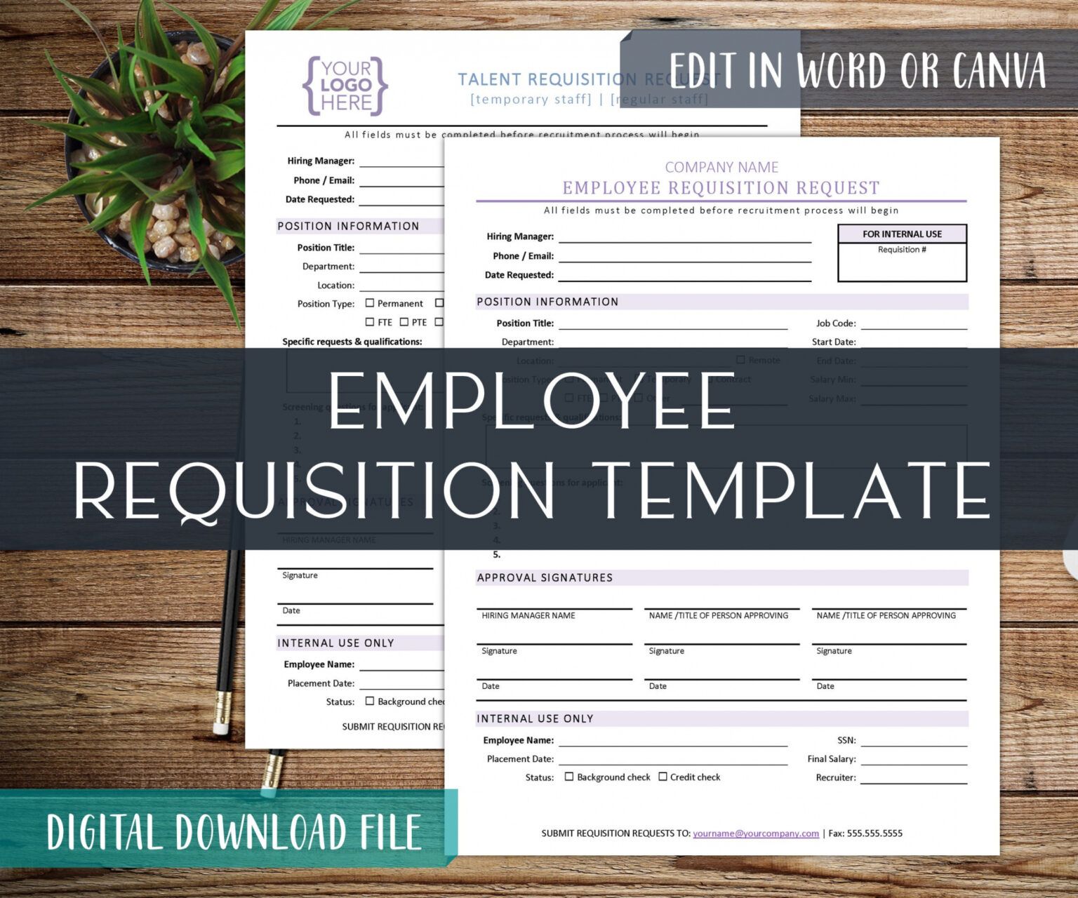 Costum Job Requisition Request Form Template Excel | Minasinternational
