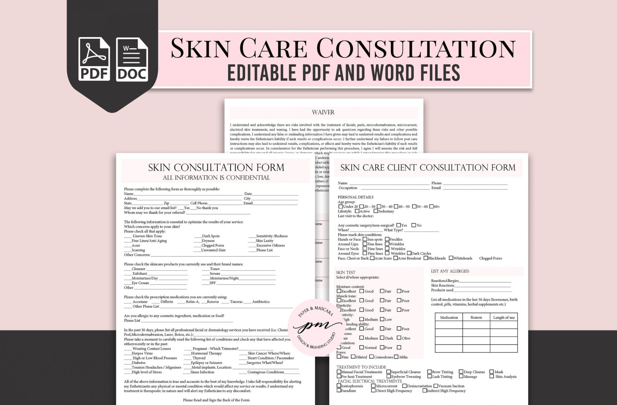 Editable Beauty Client Consultation Form Template PDF | Minasinternational