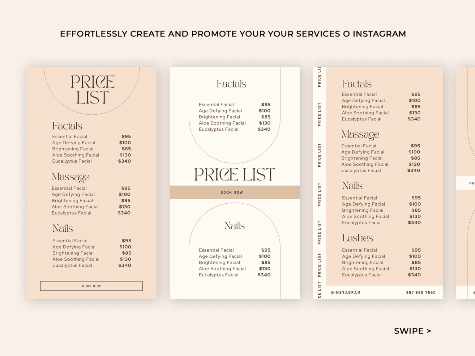 Free Esthetician Service Menu Template Excel Example | Minasinternational