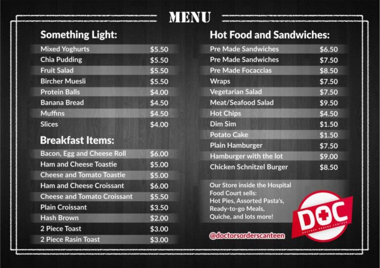 Printable Hospital Room Service Menu Template Word | Minasinternational