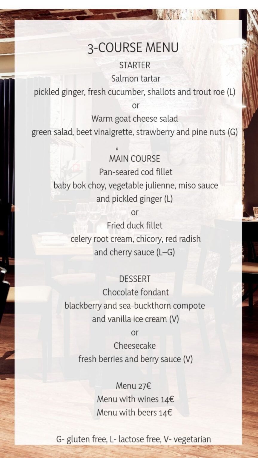 3 Course Meal Menu Template