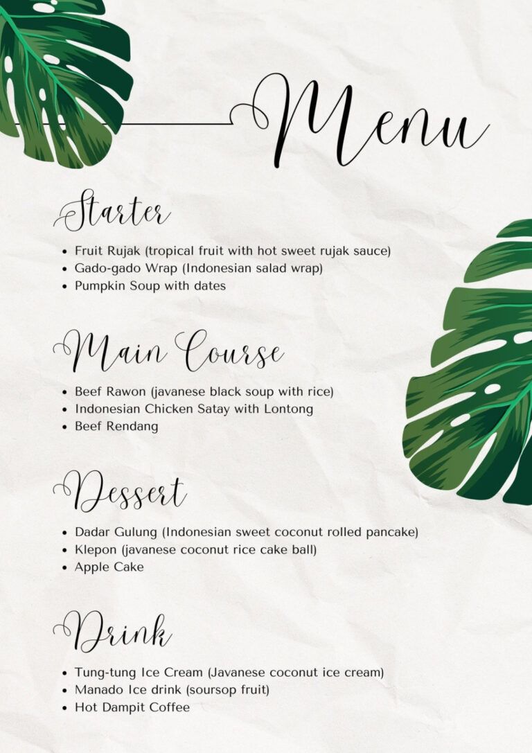 4 Course Dinner Menu Template