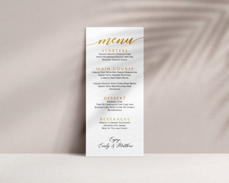 White And Gold Menu Template Excel | Minasinternational