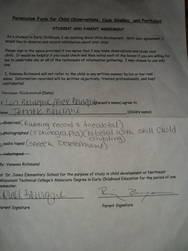 Free Child Observation Consent Form Template Excel | Minasinternational