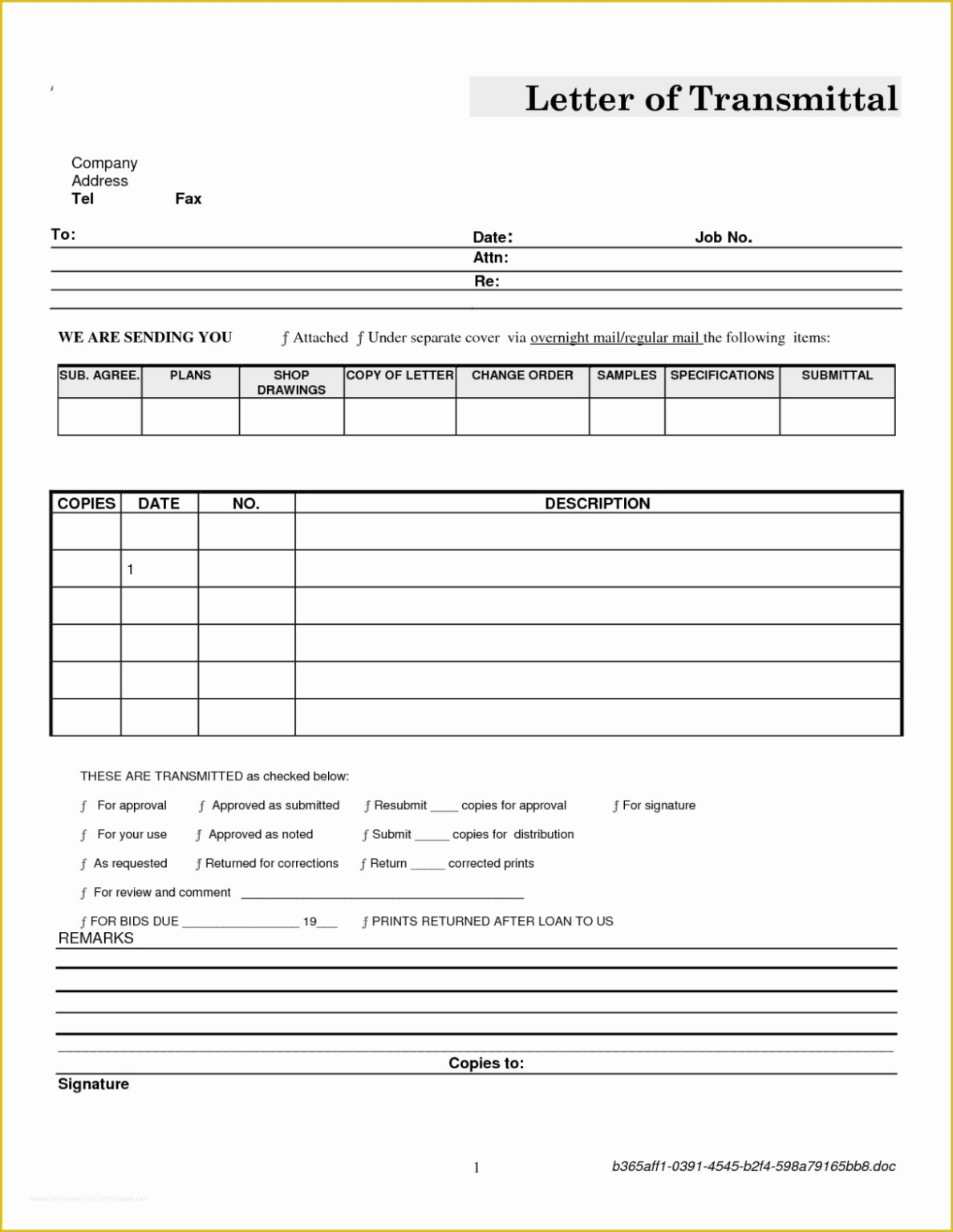 Free Construction Transmittal Form Template Sample | Minasinternational