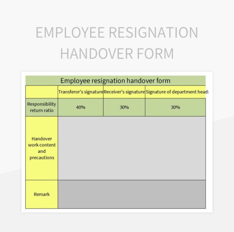 Free Employee Handover Form Template PDF Sample | Minasinternational