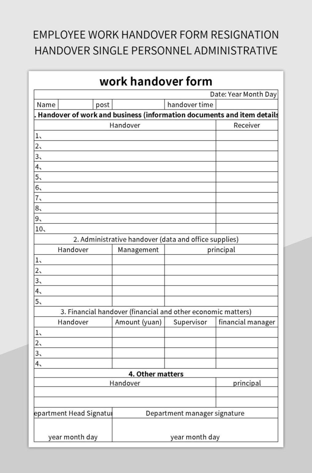 Free Key Handover Form Template Word Sample | Minasinternational