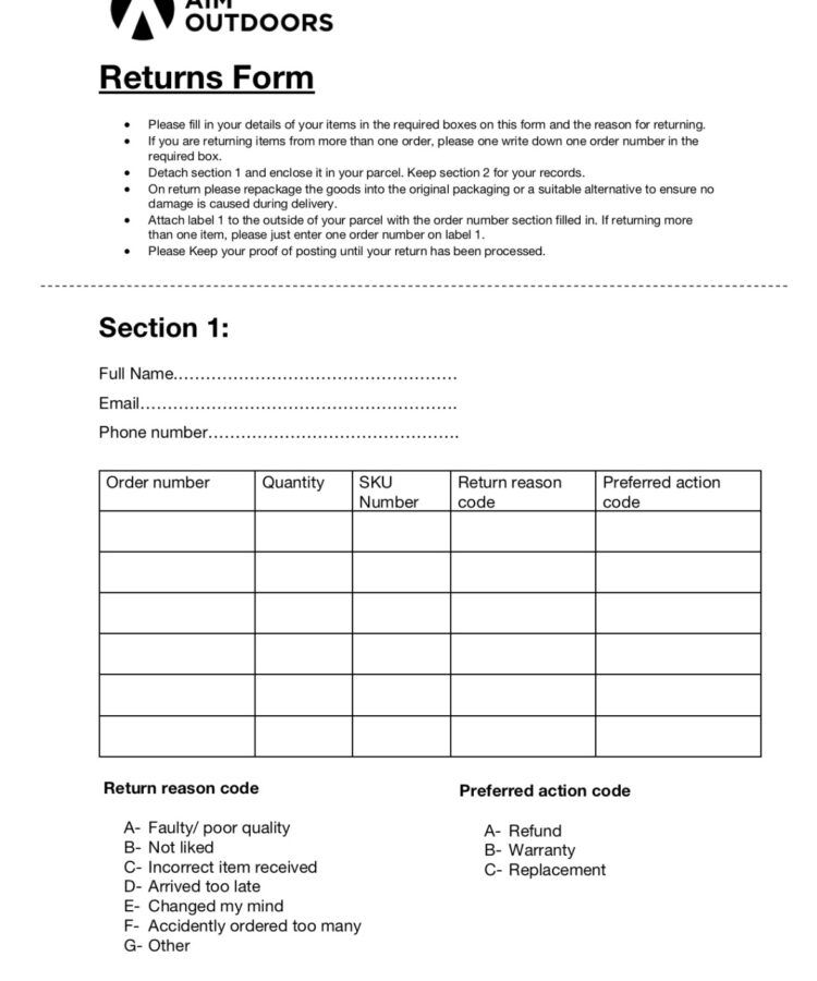 Receipt Form Template