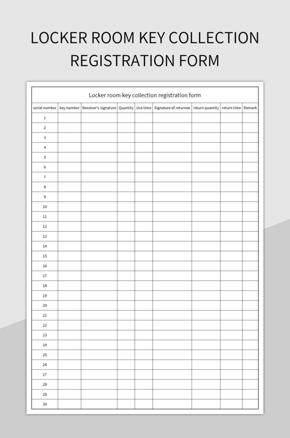 Key Distribution Form Template