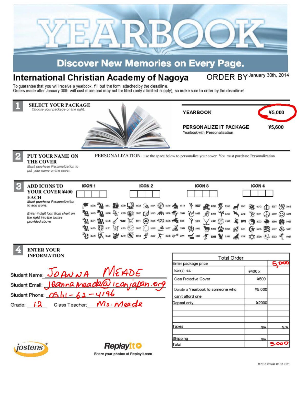 Yearbook Order Form Template