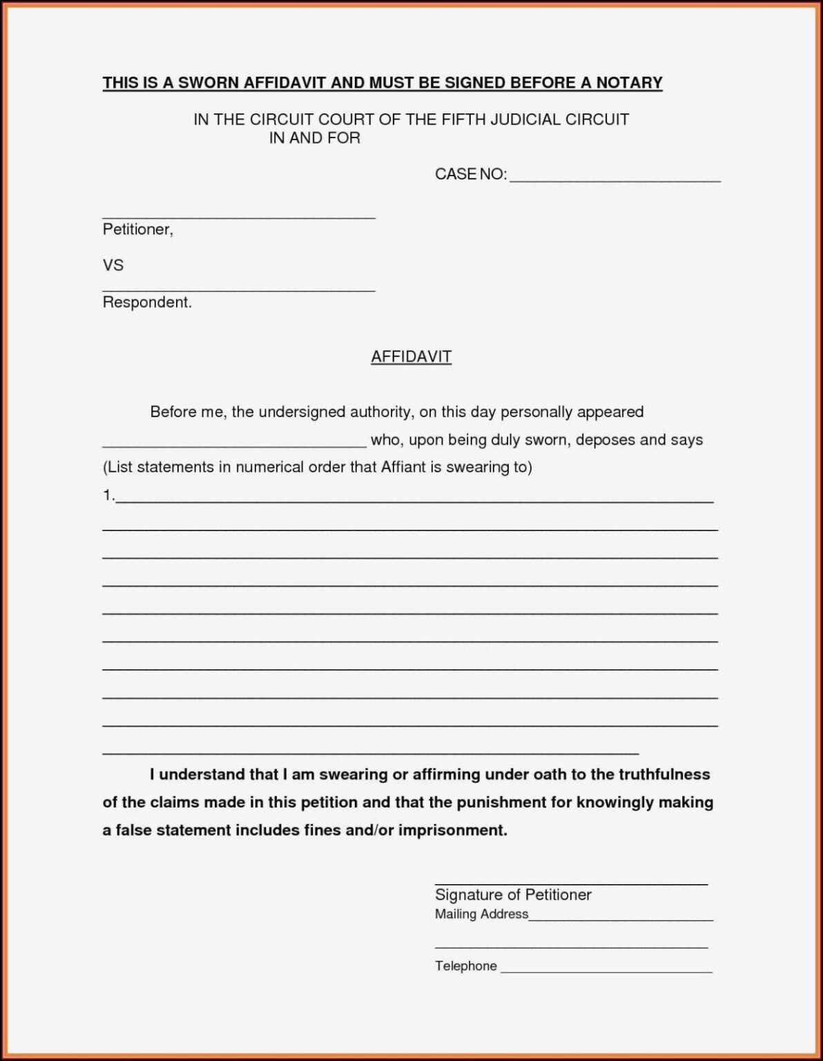 Police Station Affidavit Template