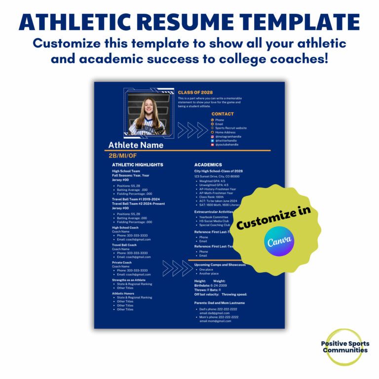 Student Athlete Recruiting Resume Template